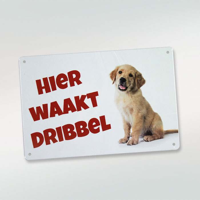 Jouw eigen 'Hier waak ik' bord met foto van jouw hond - Gozi